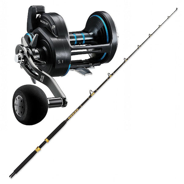 Multi-Purpose Combo Daiwa Saltist Star Drag Power Gear 40P Reel with CHAOS Live Bait Rod from ...